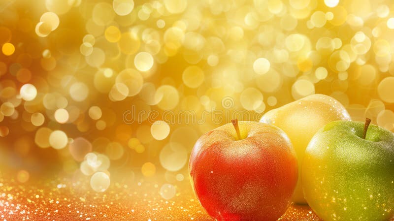 Illustration Card with Gold Apple Stock Illustration - Illustration of ...