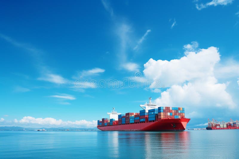 Illustration of a Cargo Container Ship in the Sea. Generative AI Stock ...