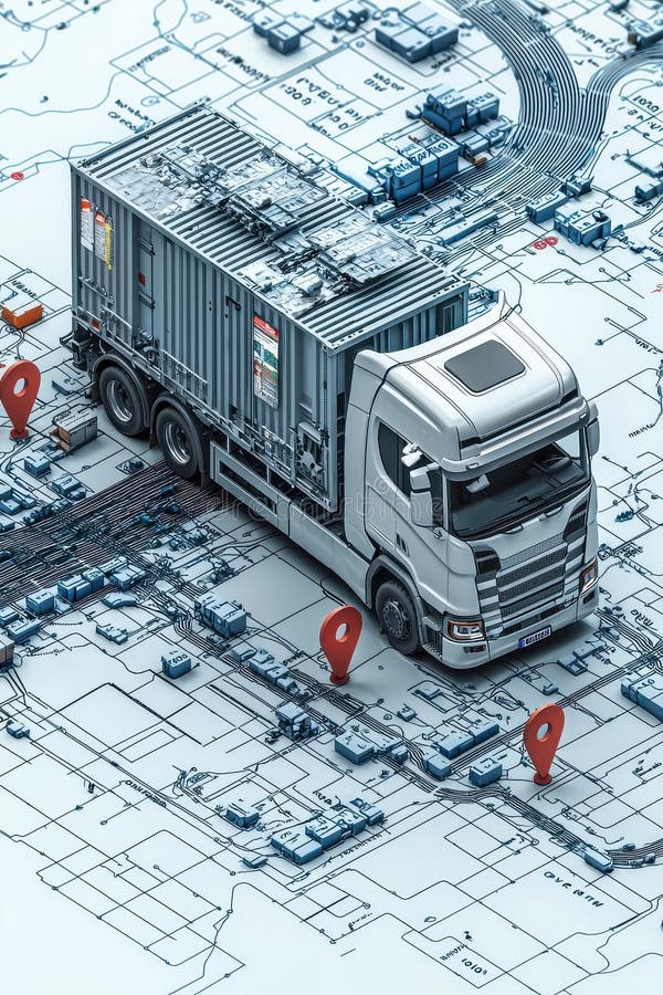 Illustration of Cargo Tracking with Maps and Logistics Markers Stock ...
