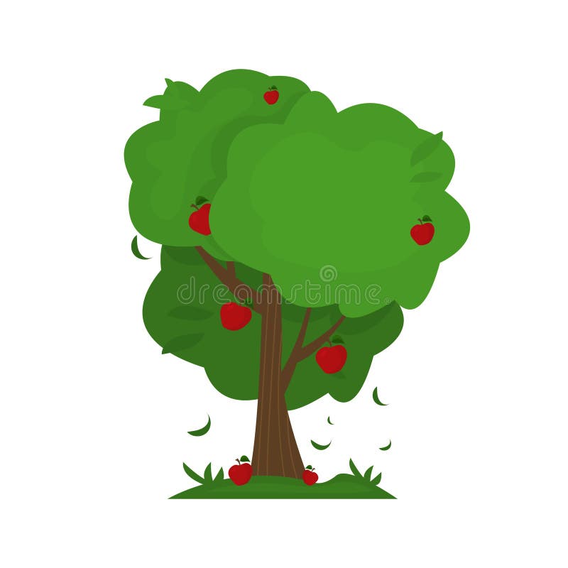 Illustration of Cartoon Abstract Apple Tree. Stock Vector ...