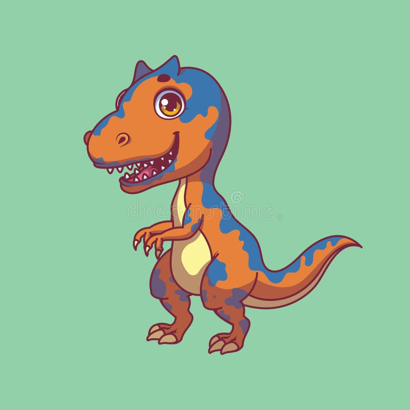 Illustration of a Cartoon Allosaurus on Colorful Background Stock ...