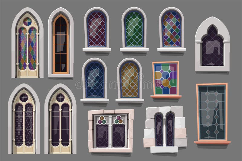 A Medieval Transparent Windows in Big Set Stock Vector - Illustration ...