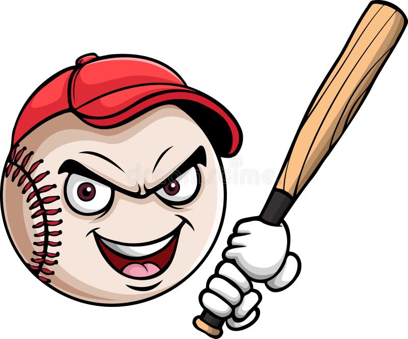 Illustration of Cartoon Baseball Ball Holding a Bat Stock Vector ...