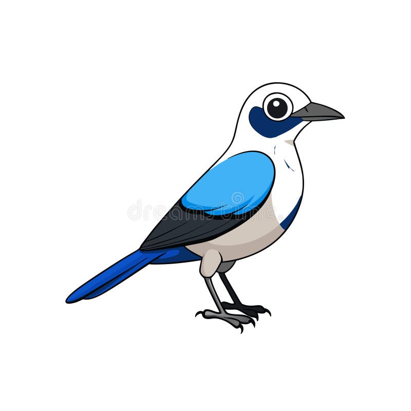 Illustration of a Cartoon Blue Jay Bird, Side View Stock Image ...