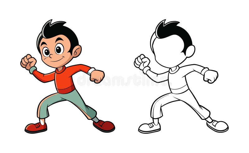 Cartoon Boy Action Pose Running or Chasing Someone Stock Vector ...