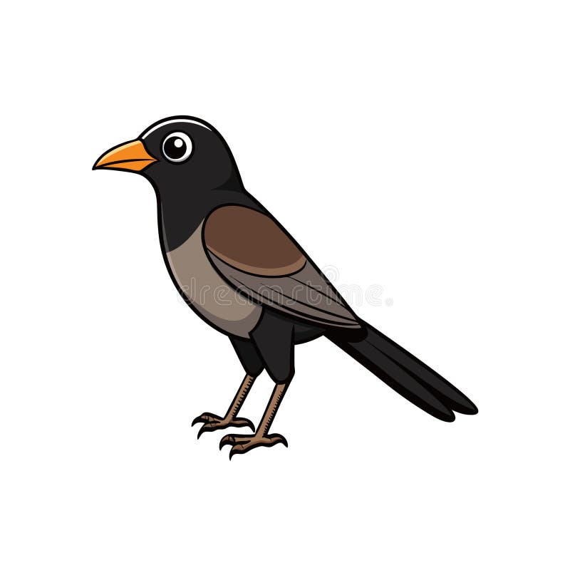 Cartoon Brown Bird Isolated on White Background Vector Illustration ...