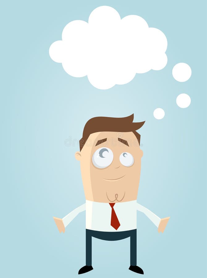 Cartoon Man with Thought Cloud Stock Vector - Illustration of graphical ...