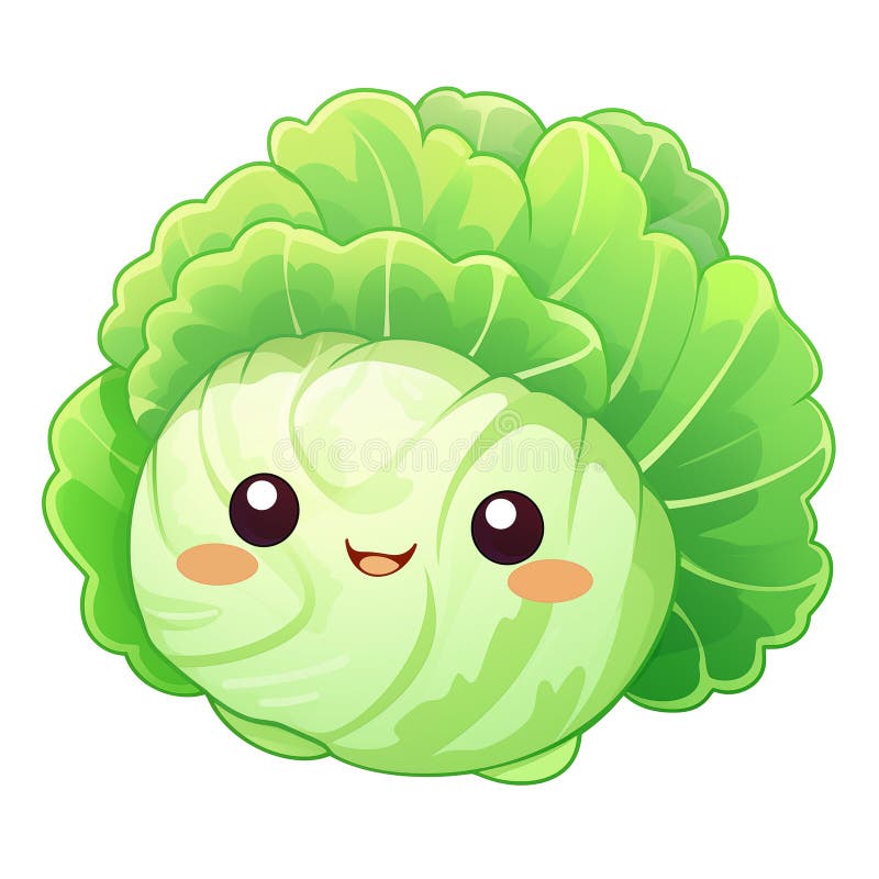 Illustration of a Cartoon of a Cabbage Stock Photo - Illustration of ...