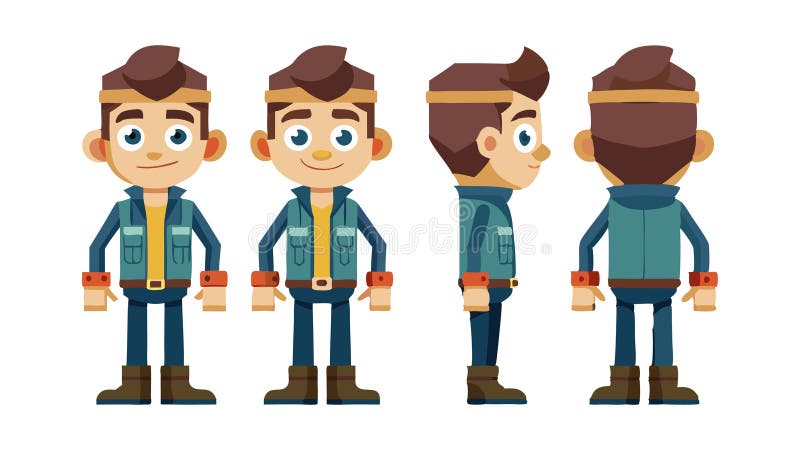 Cartoon Character Design with Multiple Angles and Expressions Stock ...
