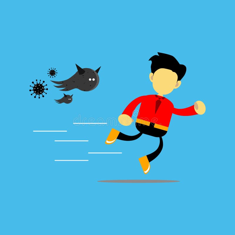 Illustration of a Cartoon Character Running from a Virus. Stock Vector ...