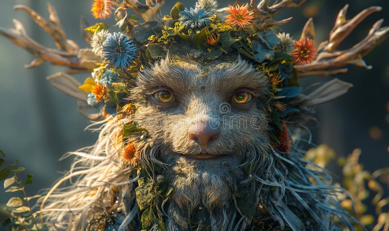 Illustration, Cartoon, for Children Forest Spirit in the Forest. Stock ...