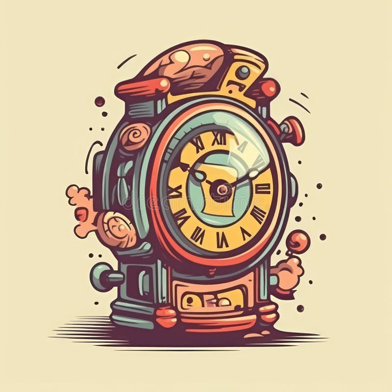 Illustration of a Cartoon Desktop Clock. Generative AI. Stock ...