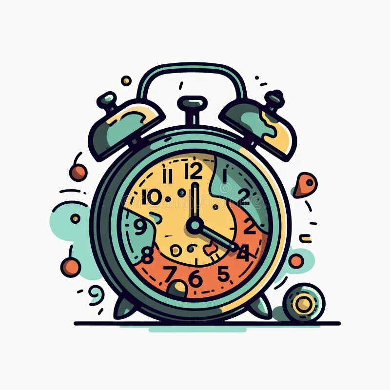 Illustration of a Cartoon Desktop Clock. Generative AI. Stock ...