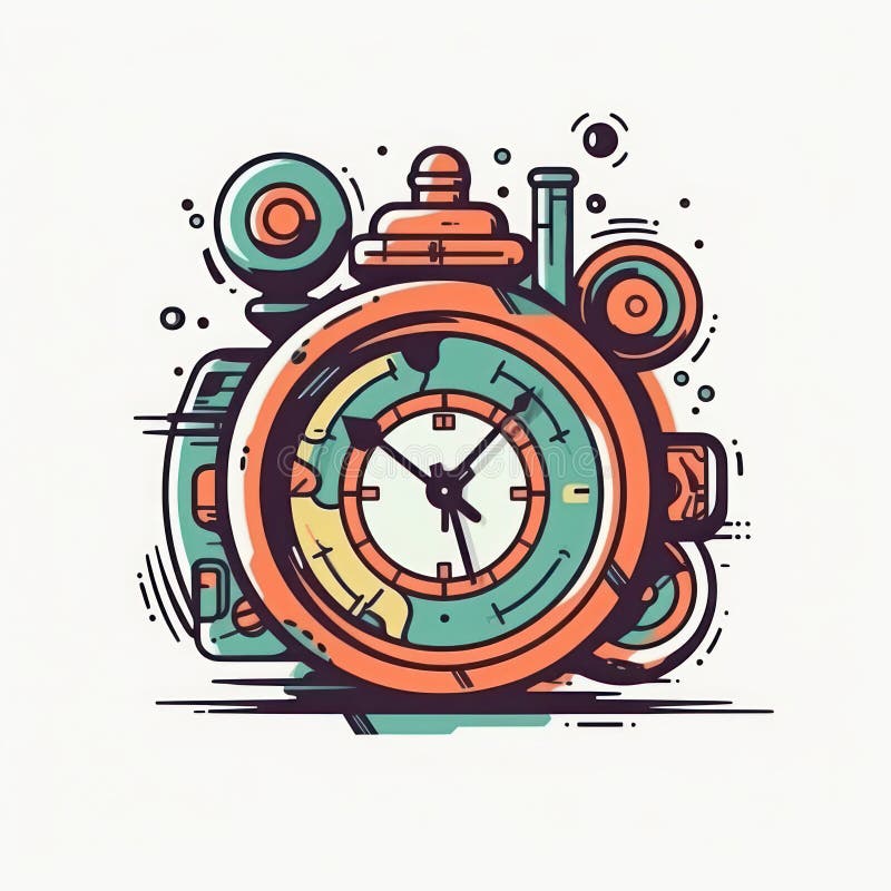 Illustration of a Cartoon Desktop Clock. Generative AI. Stock ...