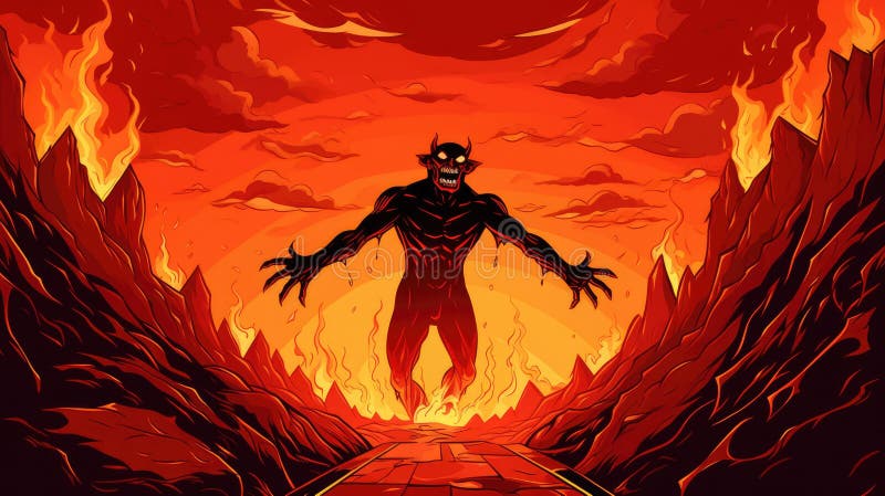 Illustration of Cartoon Devil on Fire Stock Photo - Image of funny ...