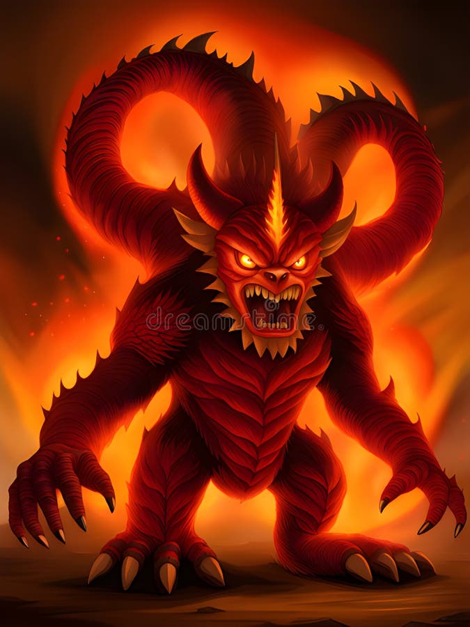 Illustration of a Cartoon Devil in Red Color, Ai Generated Stock ...