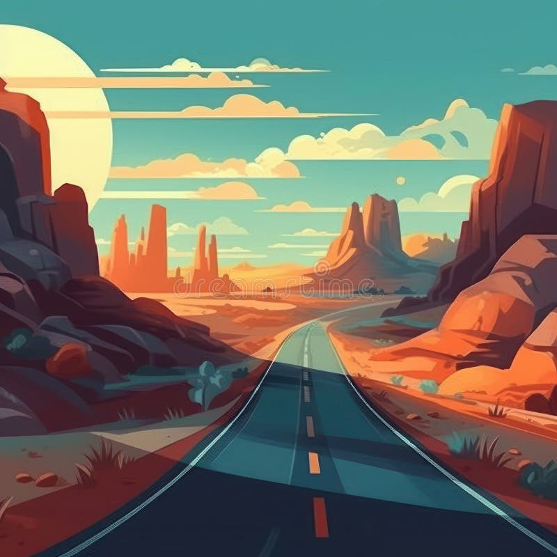 Illustration of a Cartoon Drawing of a Road. Stock Illustration ...