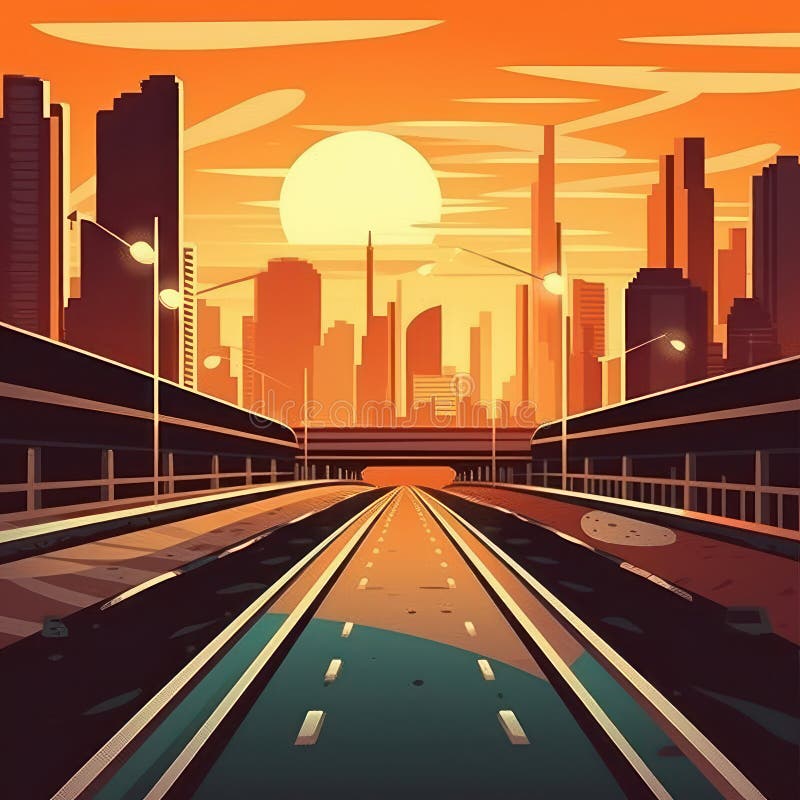 Illustration of a Cartoon Drawing of a Road. Stock Illustration ...