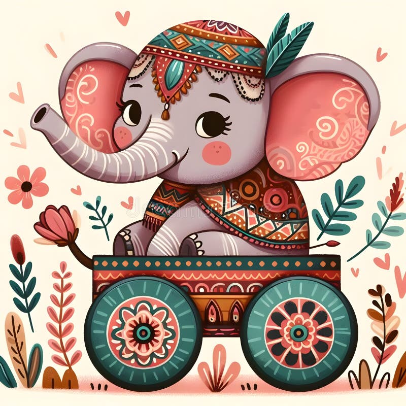 Cartoon elephant on wheels stock illustration. Illustration of download ...