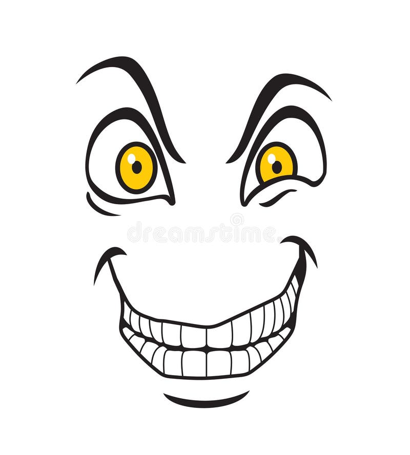 Crazy evil expression stock illustration. Illustration of mouth - 137288704