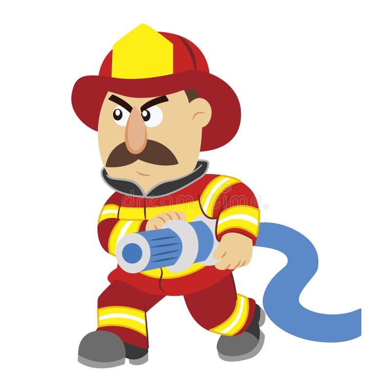 An Illustration of Cartoon Fireman Stock Vector - Illustration of work ...