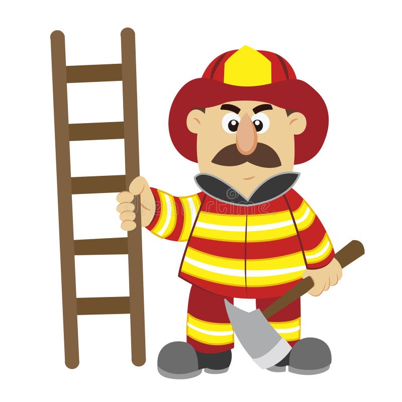 An Illustration of Cartoon Fireman Stock Vector - Illustration of ...