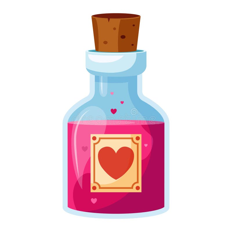 Pink potion in a bottle stock vector. Illustration of comic - 308061362