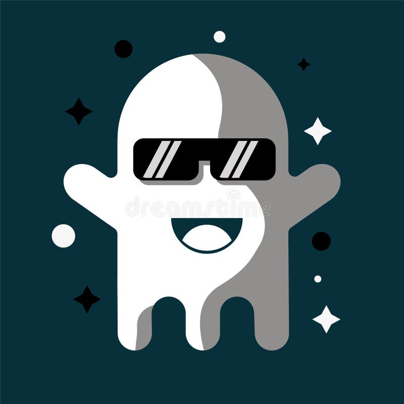 Cartoon cool ghost stock vector. Illustration of poster - 251923126