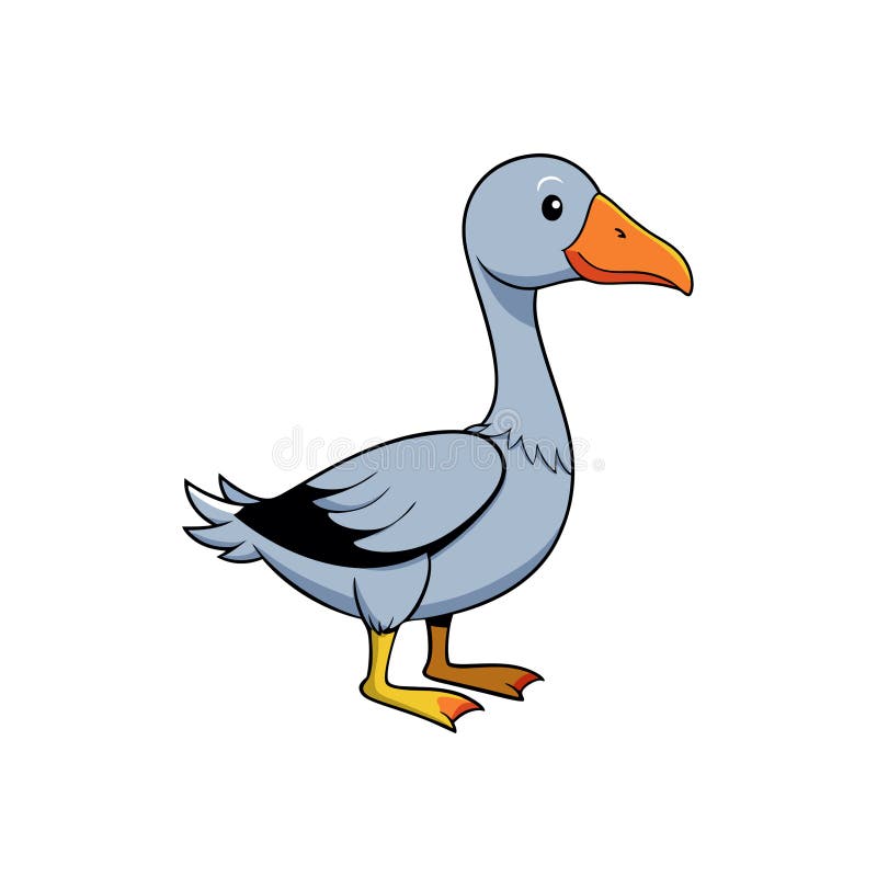 Cartoon Goose Standing Illustration on White Background for Stock Stock ...