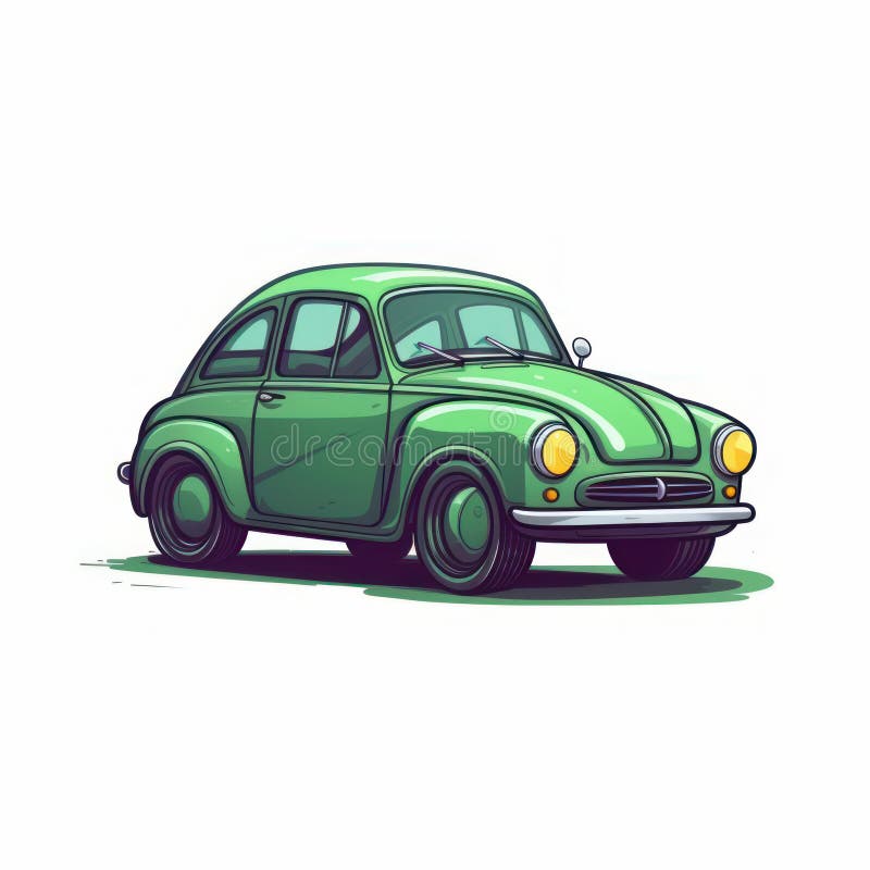 Illustration of a Cartoon of a Green Car. Stock Illustration ...