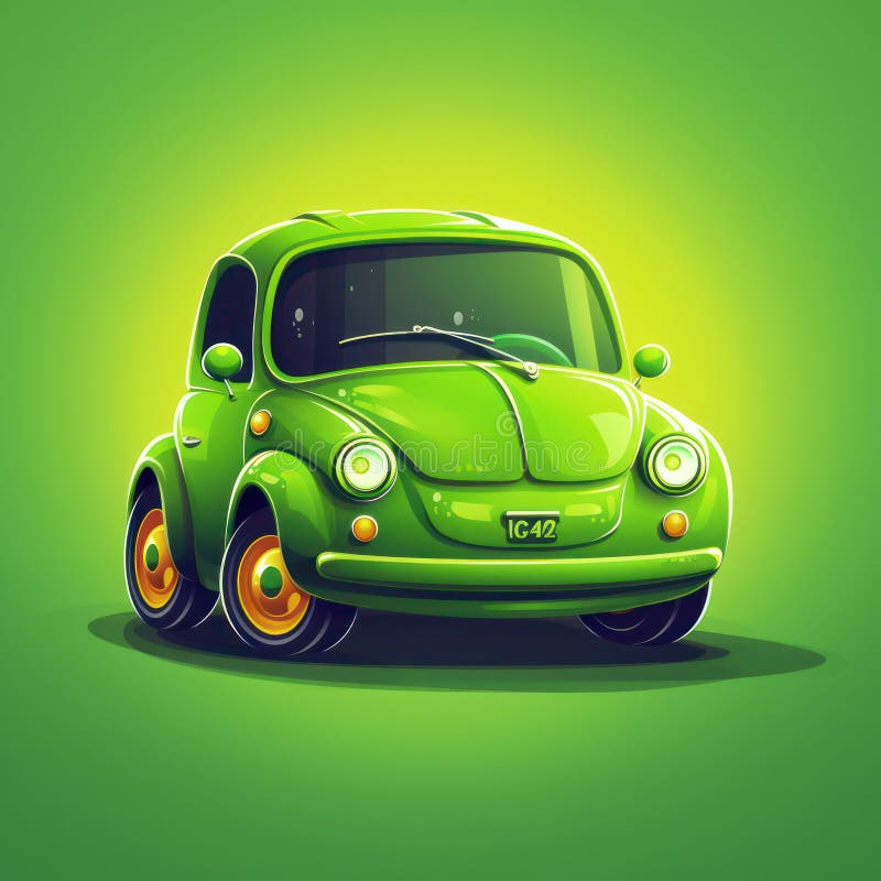Illustration of a Cartoon of a Green Car. Stock Illustration ...