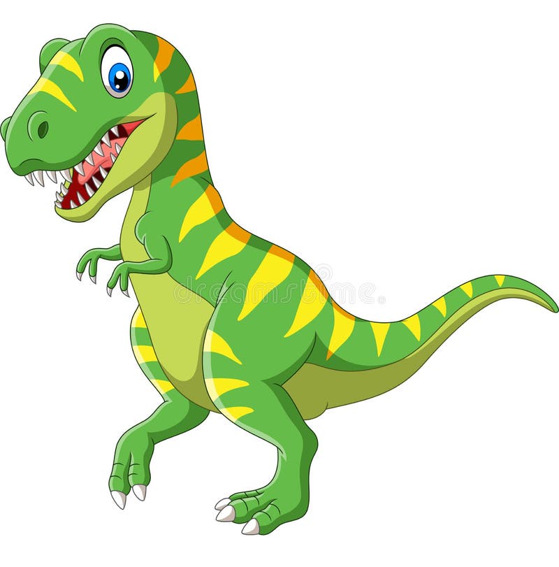 Cartoon Green Dinosaur on White Background Stock Vector - Illustration ...