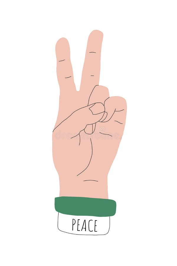 Illustration of a Cartoon Hand Giving a Peace Sign. Eps 10 Vector ...