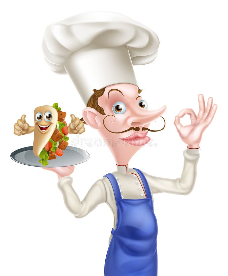 Kebab Chef Man stock vector. Illustration of doner, cartoon - 57259683