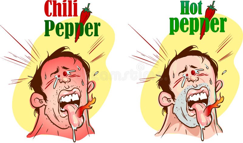 Illustration of a Cartoon Man Eating a Hot Pepper Stock Vector ...