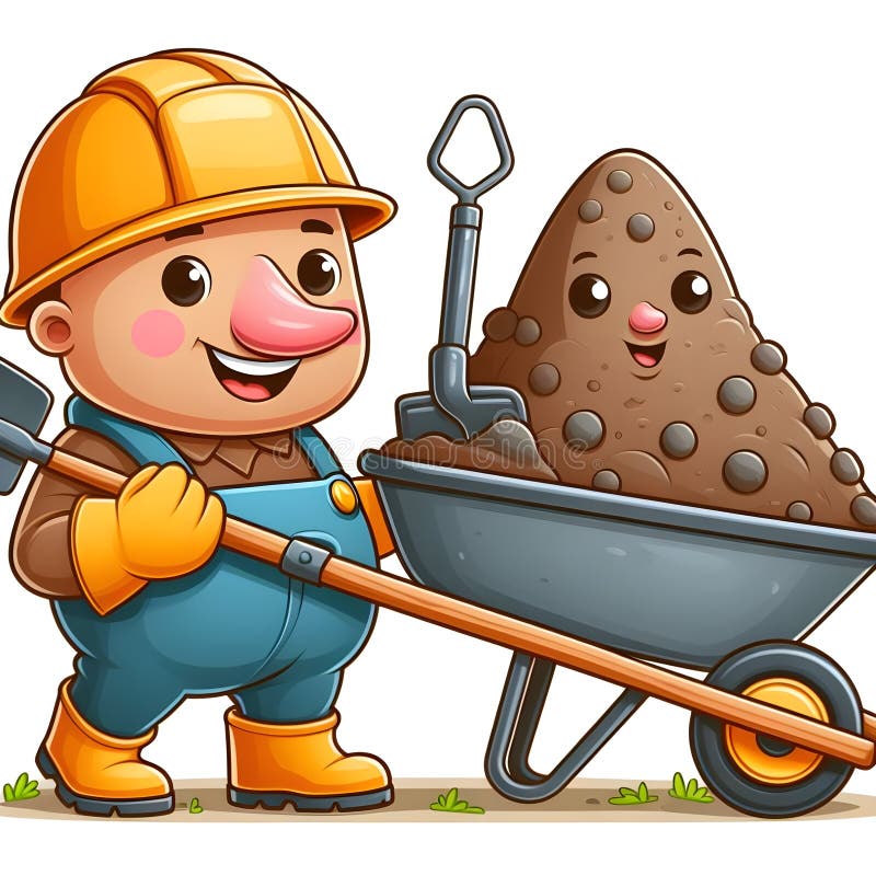 Cartoon Mole Builder with Wheelbarrow Stock Illustration - Illustration ...