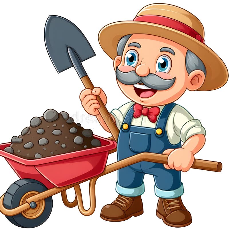 Cartoon Mole Builder with Wheelbarrow Stock Illustration - Illustration ...
