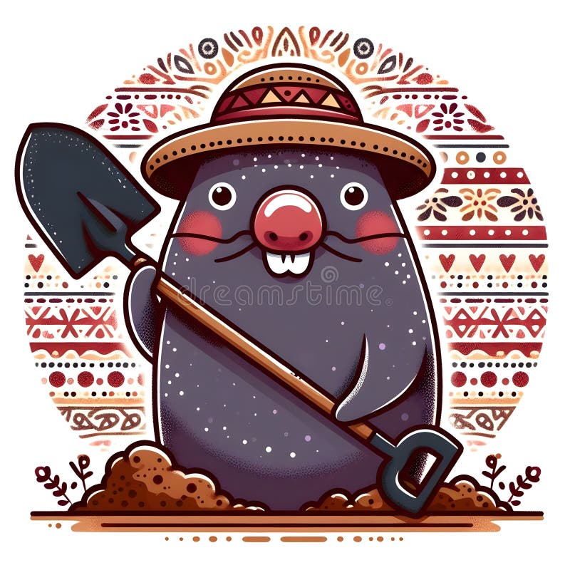 Cartoon Mole Holding Shovel Stock Illustration - Illustration of sign ...