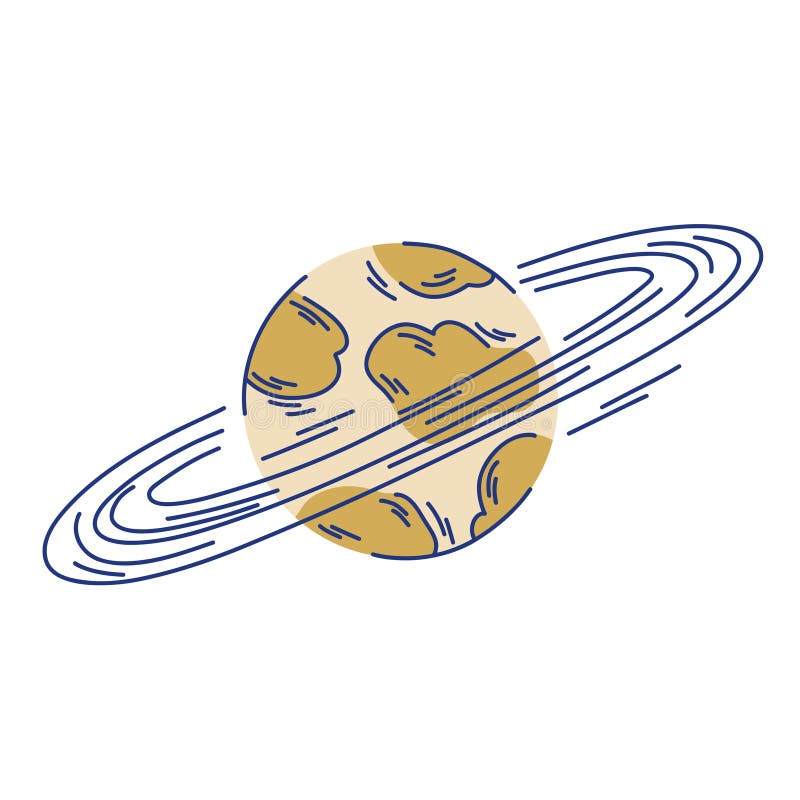 Illustration of a Cartoon Planet with Numerous Thin Linear Rings Around ...