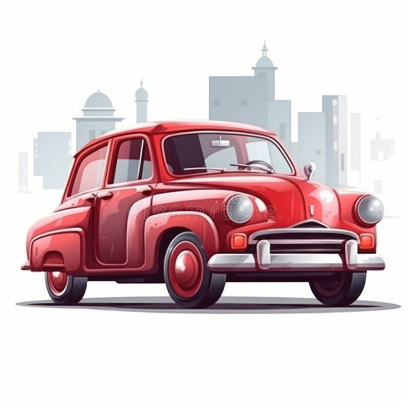 Illustration of a Cartoon of a Red Car. Stock Illustration ...