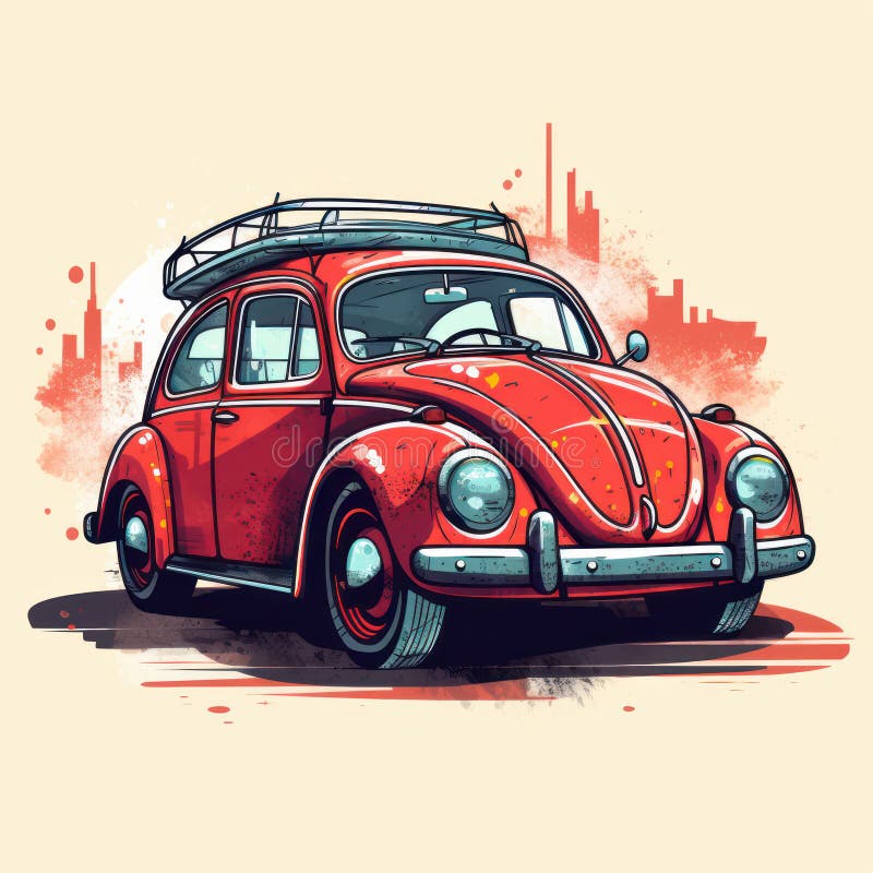 Illustration of a Cartoon of a Red Car. Stock Illustration ...