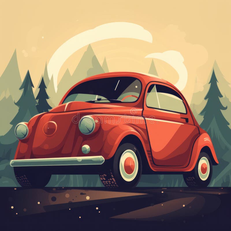 Illustration of a Cartoon of a Red Car. Stock Illustration ...