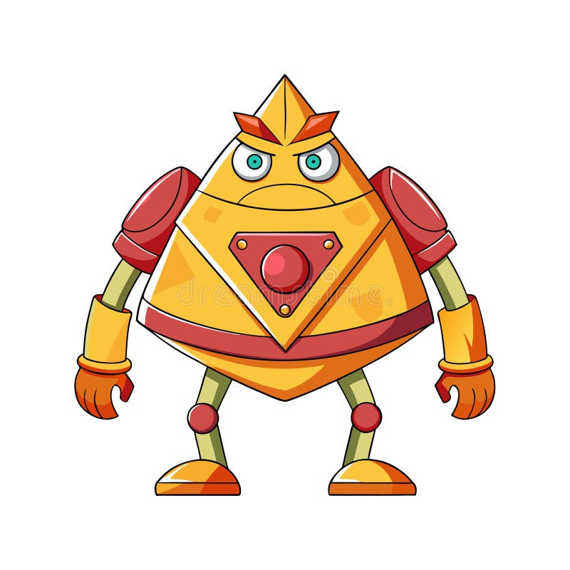 Cartoon Triangle Robot Character with Angry Eyes, Isolated on White ...