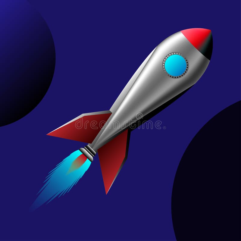 Cartoon Rocket in Space Icon. Vector Illustration Stock Vector ...