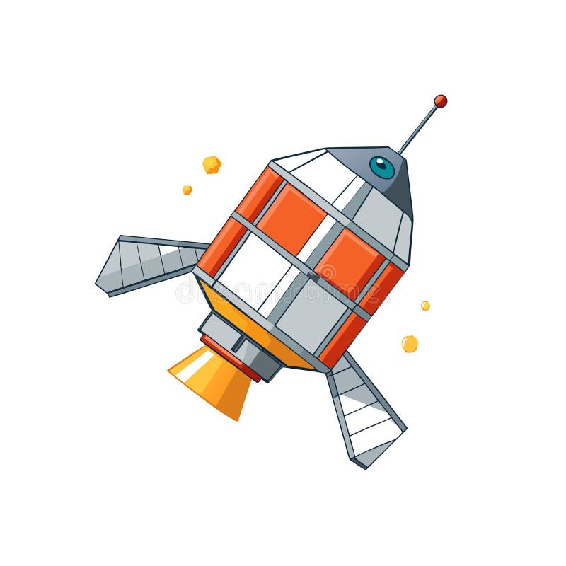 Cartoon Illustration of Rocket with Engine Blazing Stock Illustration ...