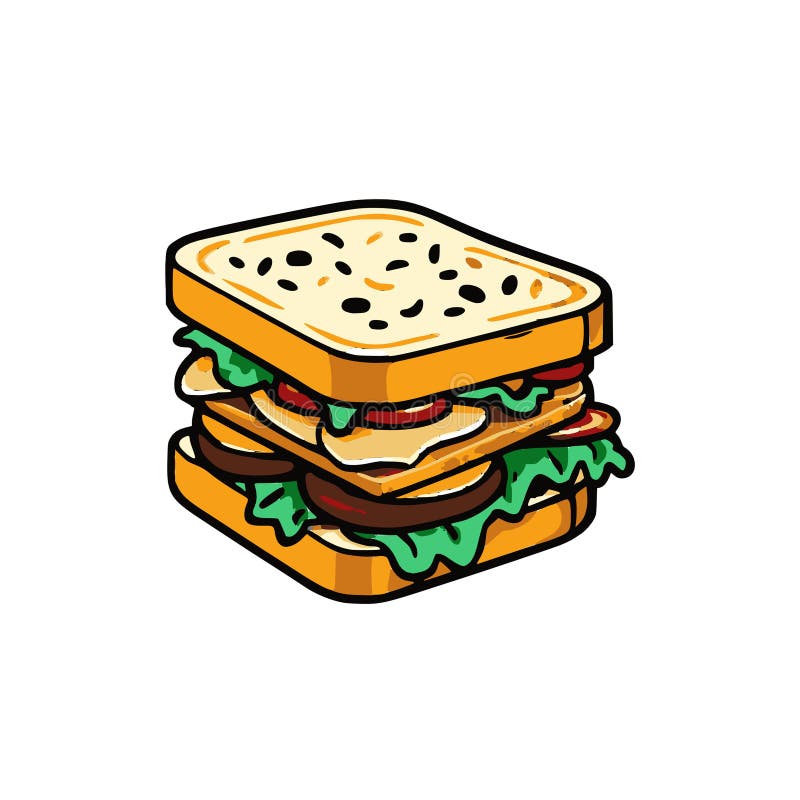 Illustration of Cartoon Sandwich Icon Stock Illustration - Illustration ...