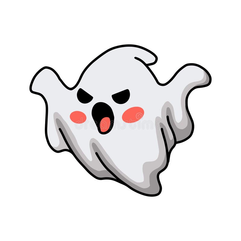 Cartoon Scary Halloween White Ghost Stock Vector - Illustration of ...