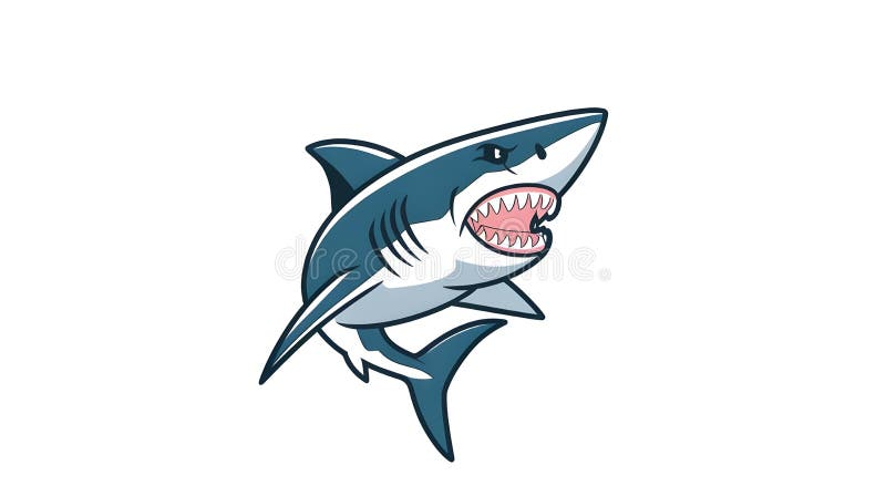 Aggressive Cartoon Shark with Sharp Teeth Illustration Stock ...
