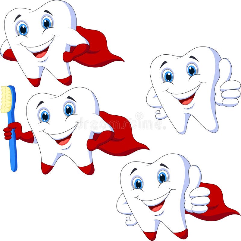 Cartoon Teeth Collection Set Stock Illustration - Illustration of ...