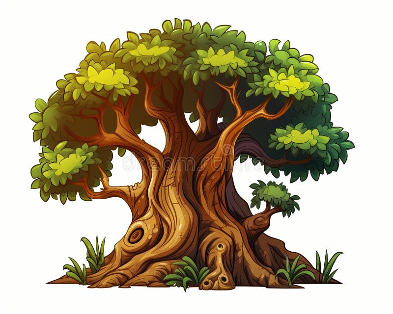 An Illustration of a Cartoon Tree Stock Illustration - Illustration of ...